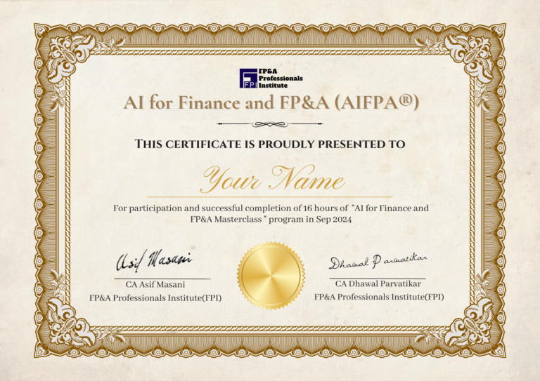 AI for Finance for FP&A (AIFPA) - FP&A Professional Institute